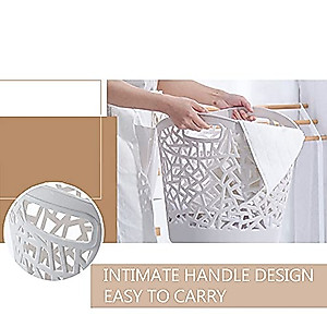 HPDEAR Laundry Hamper, PE Material Durable Hamper, Compressible and Foldable, for Dirty Cloths Storage in Bathroom (White)