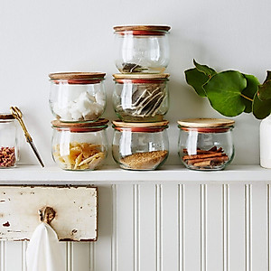 Weck Tulip Jars 744-19.6 fl. oz Food Storage Containers With Lids Airtight, Canning Jars, Spice Jars, Cereal Container and Sourdough Starter Jars - 2 Pack of 1/2 L Tulip Shape Glass Jars