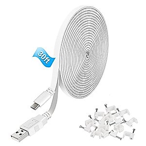 Grolebo 9m/ 30FT Power Extension Cable Compatible with Wyze Cam V3,Wyze Cam Outdoor,Arlo Essential,Eufy,Kasa,Yi,Blink Camera,NestCam Indoor,Micro USB Charging Cord for Security Camera(1pack)