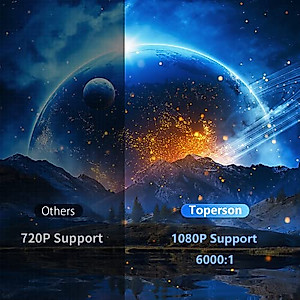 Toperson 5G WiFi Mini Home Video Projector, 1080P Support 7000LM 200'' Portable Movie Theater Projector for iPhone Android Smartphone, TV Stick, USB, HDMI, Xbox, PS4, Laptop, Tablet, PC
