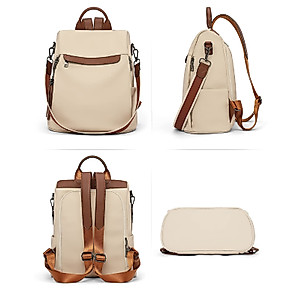 Telena Backpack Purse for Women, PU Leather Anti Theft Travel Backpack Purse Shoulder Bags with Tassel Contrast Creamy White