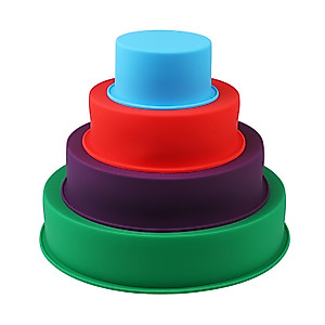 AILEHOPY Silicone Round Cake Pans Set, 4 Pcs (4"/6"/8"/10") extra thick Nonstick Leakproof Round Deep Cheesecake Pans, Layer Baking Pans Cake Tins Set for Birthday Wedding Tier Cake