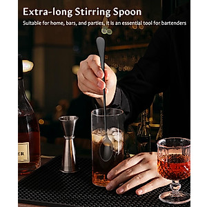 Lovingly Yours 9.5-Inch Long Handle Ice Tea Spoons, Ice Cream Spoons, Black Long Coffee Spoons, Stainless Steel Long Spoons for Stirring, Set of 4