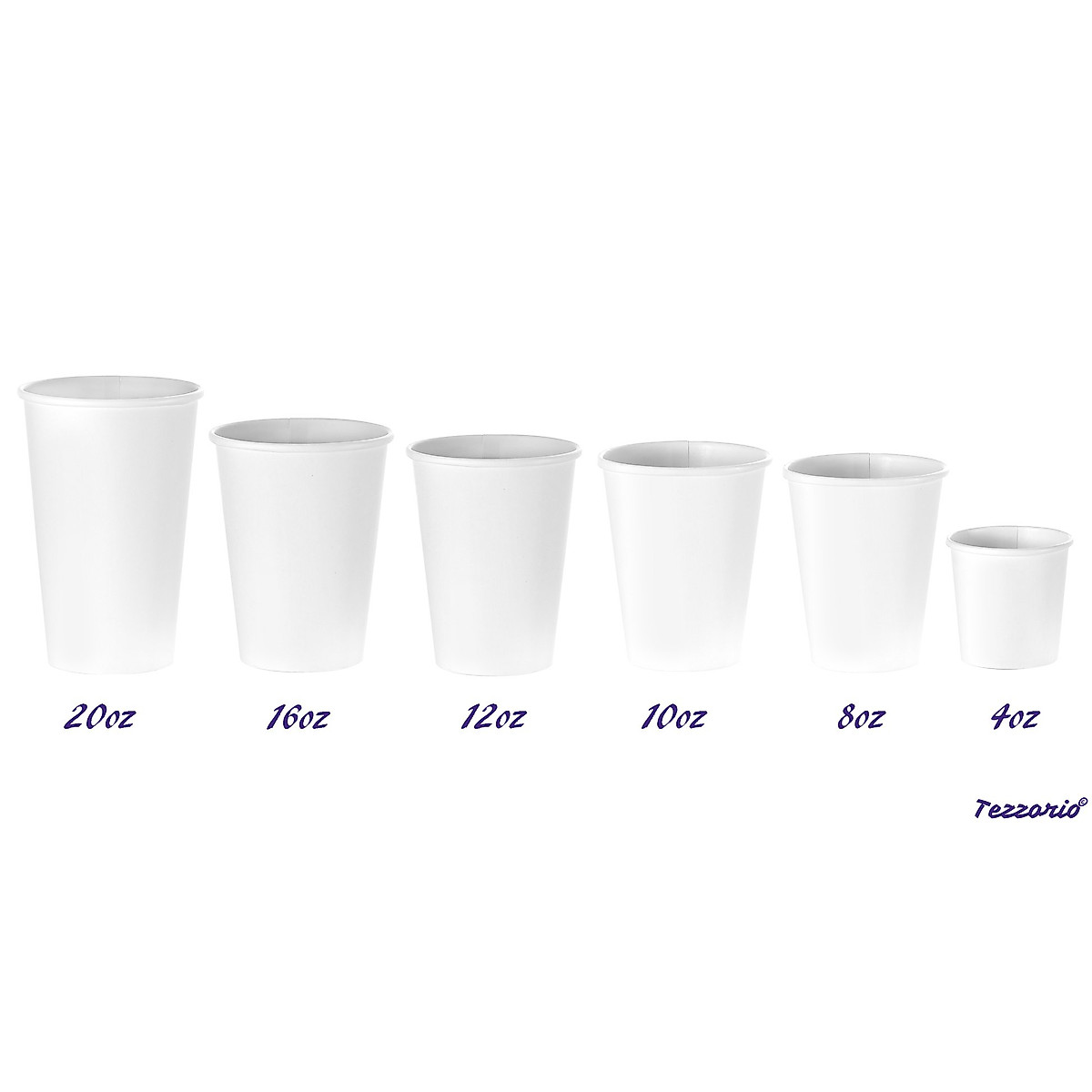 Tezzorio (200 Count) 20 oz White Paper Hot Cups, Disposable Coffee Cups, Hot Drink Paper Cups for Latte, Cappuccino, Tea, Chocolate