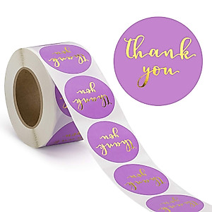 1.5'' Thank You Stickers, Adhesive Gold Font Thank You Stickers Labels, Round Small Business Stickers, Ideal for Bakery, Boutiques,Retailers & Small Business Owners, 500 Labels Per Roll