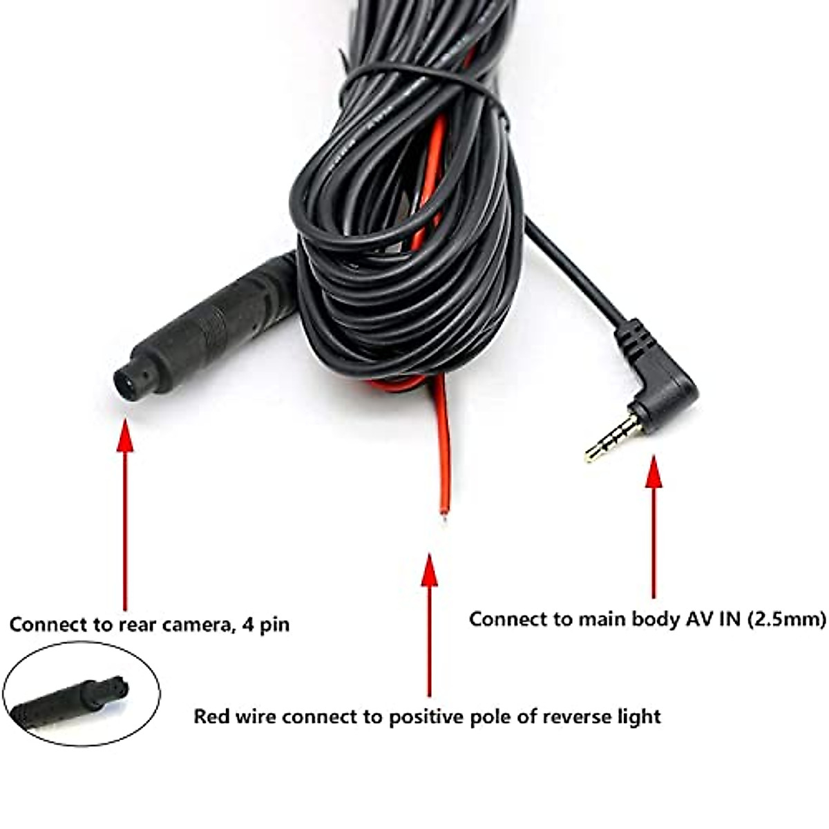 WOLFBOX G840S / G930 / T10 / T10 Plus Original 20Feet Rear Camera Cord Cable (4 pin, 2.5mm), not Suitable for G840H / G880 /V19