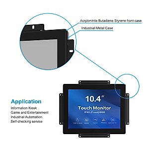 GreenTouch 10.4 inch 10 Points Front Waterproof Industrial Open Frame PCAP Touch Screen LCD Display Monitor 800x600 Black