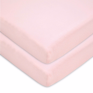 American Baby Company 2 Pack Fitted Mini Crib Sheet 24" x 38", Soft Breathable Neutral 100% Cotton Jersey Portable Sheet, Pink, for Boys and Girls, Fits Most Pack N Play Mattresses