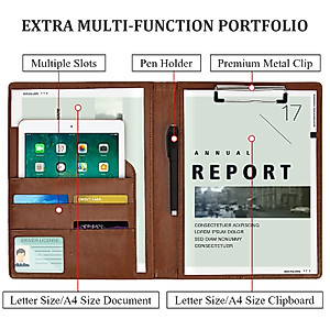 Leather Mens Messenger Bag Vintage 15.6 Inch Waterproof Leather Laptop Briefcase Large Satchel Shoulder Bag Retro Office College Computer Laptop Bag with Leather Padfolio, Brown