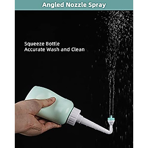 Travel Bidet Bottle,Upside Down Peri Bottle for Postpartum Care,Portable Handheld 300ml Bidet Sprayer,Travel Bag Pointed Nozzle for Personal Hygiene Care,Perineal Recovery,Outdoor-Green Bottle