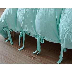 DREFEEL Egyptian Quality Vibrant Stone Washed Microfiber Turquoise Duvet Cover Queen Size 3 Pcs Set (1 Duvet Cover, 2 Pillowcases) - Soft Comforter Cover Quilt Case - Solid Bedding