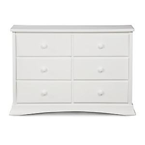 Delta Children Bentley Six Drawer Dresser, White, 49" width x 19" depth x 33.50" height