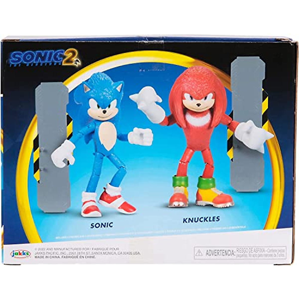 Sonic the Hedgehog Sonic 2 Movie 4" Action Figure 2 Pack - Sonic & Knuckles , Red
