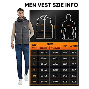 ORRNIKKO [2024 All-New] Heated Vest for Men - 7.4V 16000mAh Battery Pack and Detachable Heated Hood, Mens Heated Vest