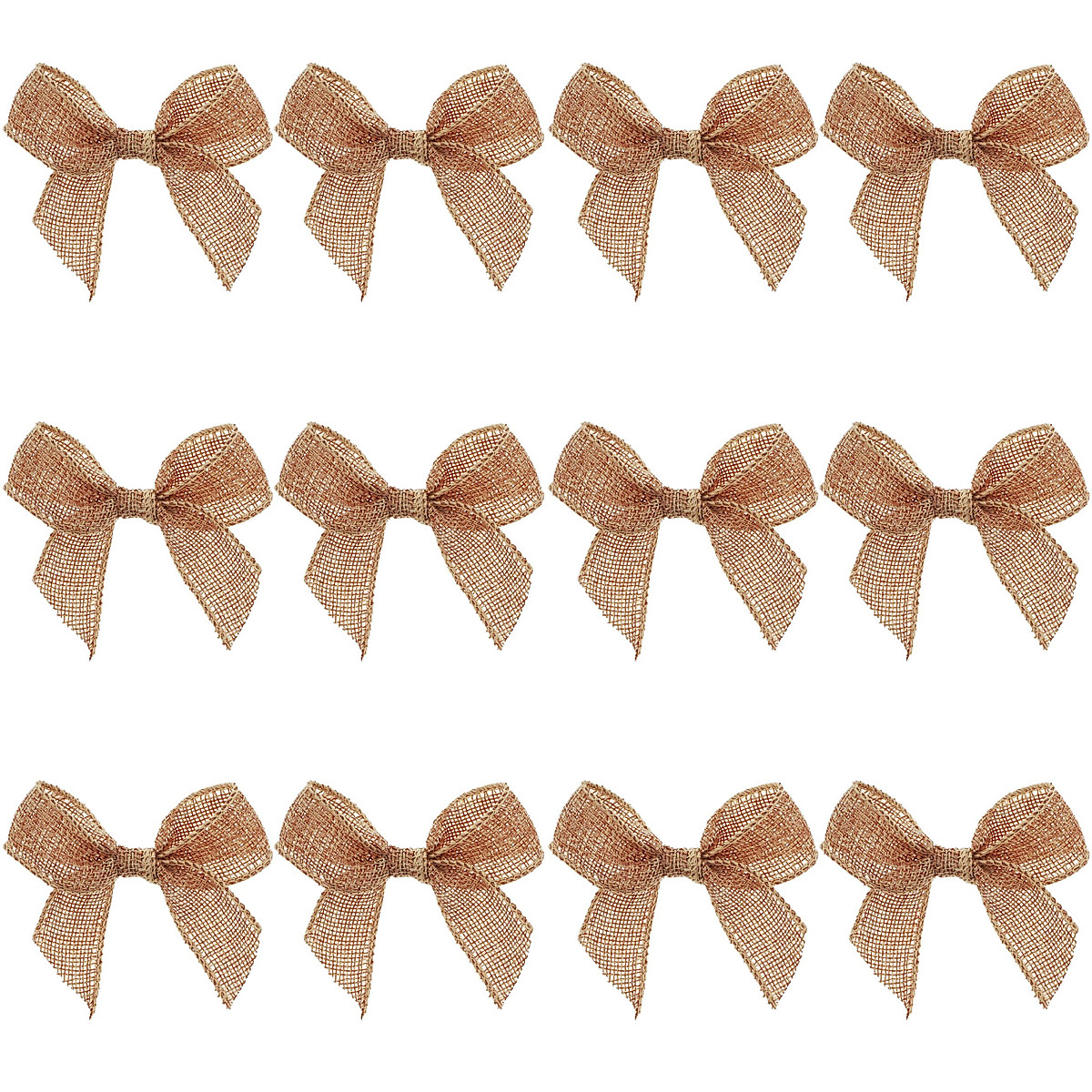 Handmade Mini Burlap Bows for DIY Crafts, Wreaths, Wedding Decor (12 Pack)