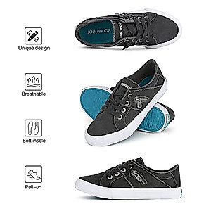 JENN ARDOR Women's Fashion Slip on Sneakers Tennis Shoes Non Slip Casual Canvas Shoes for Women Comfortable Walking Shoes Low Top Sneakers Flats with Zipper