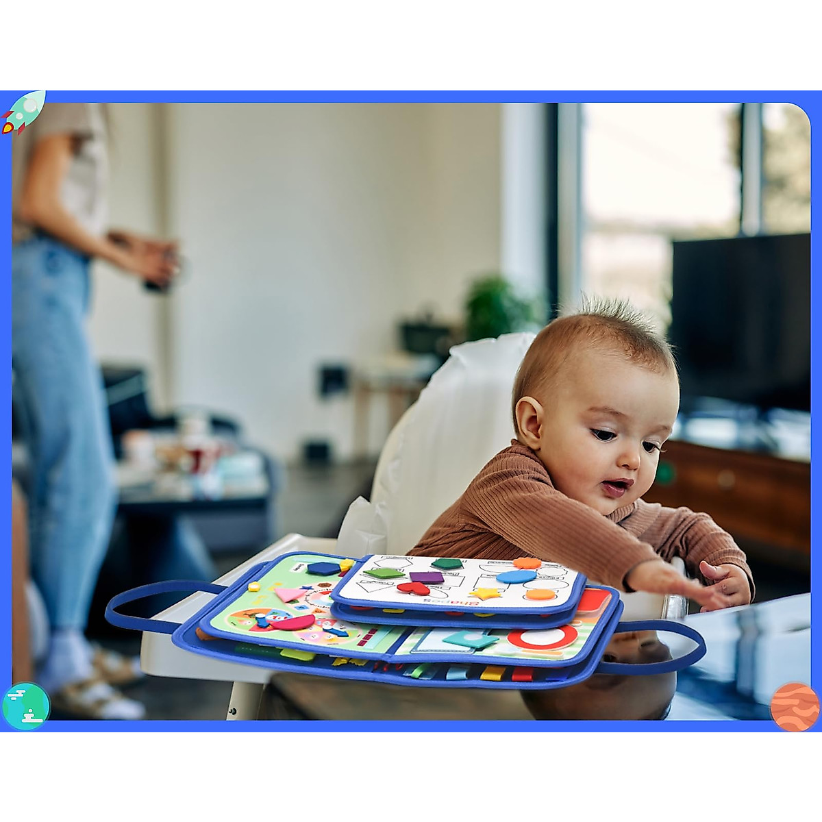 14 Pages Busy Board for Toddlers 2-4,Montessori Travel Toy for Plane/Car,Educational Sensory Toy for Toddlers 1-3,Preschool Activities Board for Developing Fine Motor Skills,Gift for Boys/Girls