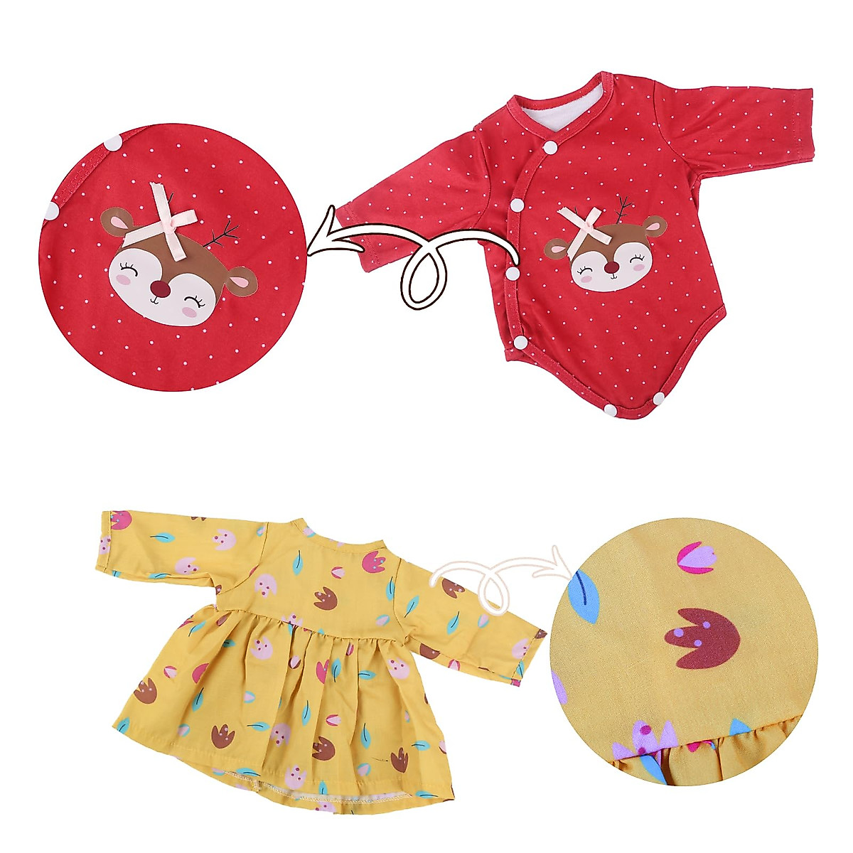 Kaydora Reborn Baby Doll Clothes for 16-20 Inch Reborn Doll Girl 2 Sets Deer Yellow&Red Reborn Baby Dolls Outfits Baby Doll Clothing