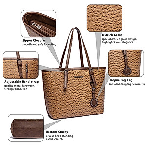 Montana West Tote Bag for Women Vegan Leather Purse and Handbags Set Embossed Collection Purse 2Pcs Set Brown MWC2-G049BR