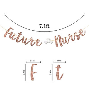 Future Nurse Banner, Nurse Grad Banner, Congrats Nurse RN, Nursing School, Medical College Graduation Party Decorations (Rose Gold Glitter)