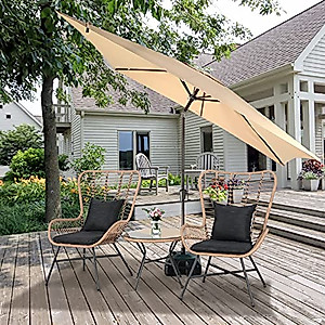 Verano Garden Patio Umbrella Rectangular Outdoor Table Market Umbrella with Push Button Tilt & Crank, 6.6 X 10 ft, Beige