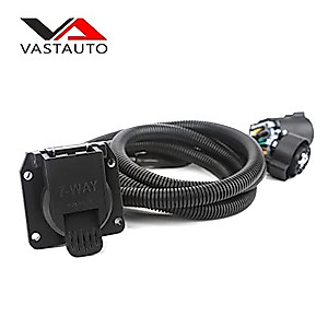 VASTAUTO 56070 7-Foot 7-Pin Trailer Wiring Harness Extension with Connector for Vehicle-Side Truck Bed,Fit for Chevy Dodge Ram GMC Ford Toyota Nissan