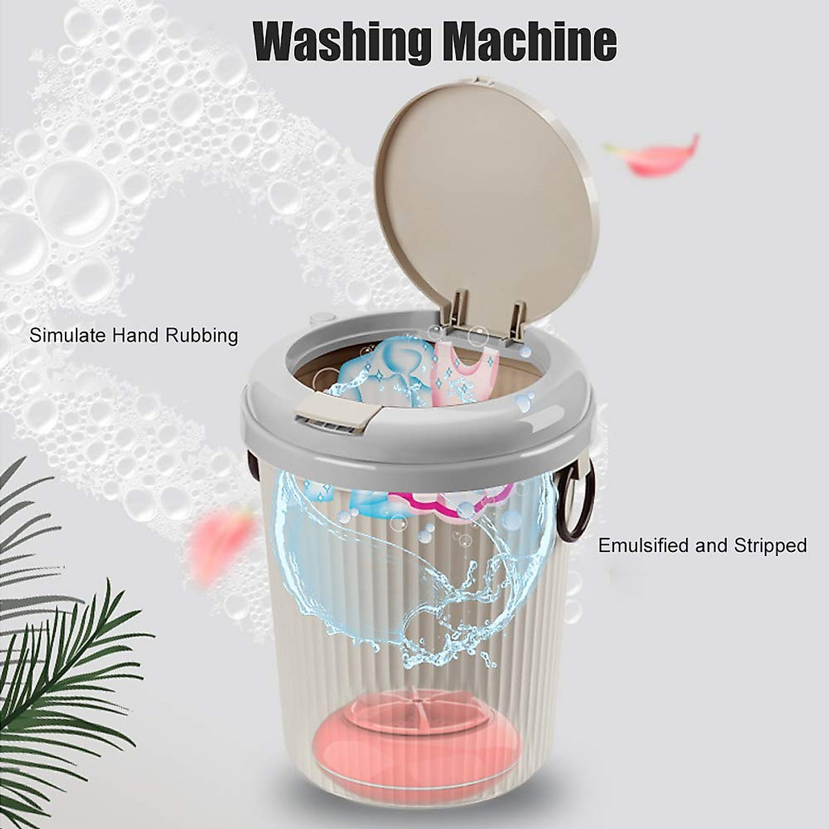 NDNCZDHC Mini Washing Machine, 8L USB Powered Desktop Laundry Washer, Ultrasonic Clothes Washing Machine for Home Apartment RV Outdoor Travel (Pink)