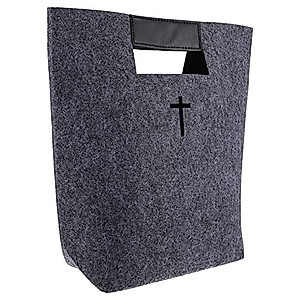 Operitacx 2pcs Holy Case Hollowed School Case, Work Grocery Church Handbag Grey Tote Cover Felt Shopping for Bag Study Bible Book Women Christian Cross Gifts Travel Gift Carrier