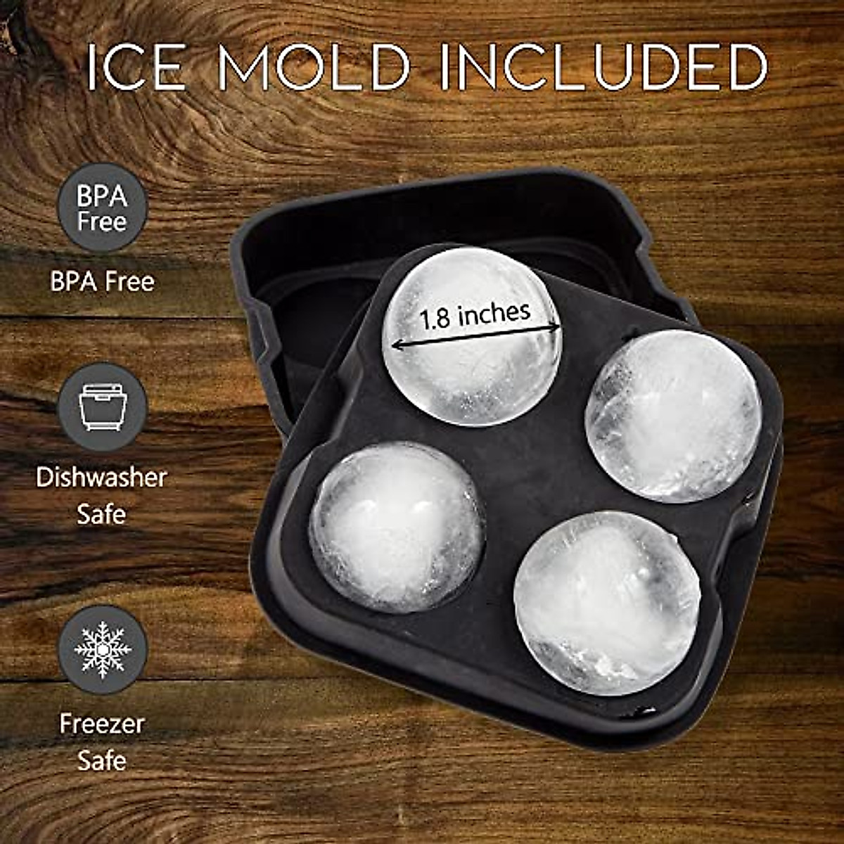 Cocktail Smoker Kit with Torch and Wood Chips for Whiskey and Bourbon - Whiskey Gifts for Men/Father/Husband - Old Fashioned Smoker Kit with Ice Ball Mold (Butane and Glassware Not Included)