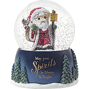 Precious Moments 211102 May Your Spirits Be Merry and Bright Annual Santa Resin/Glass Musical Snow Globe