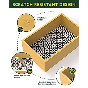 VenDotbi Bamboo Drawer Organizer Storage Box, Multi-Use Stackable Tray Drawer Organizer for Kitchen, Bathroom, Office Desk, Makeup, Jewelry-4Pack