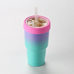 SIXAQUAE Stainless Steel Iced Coffee Sleeve,30oz Stainless Steel Insulated Tumbler with Lid,Double Wall Cup Sleeves for Cold Drinks Reusable,for Most Starbucks,Dunkin Donuts,McDonalds (SKY)