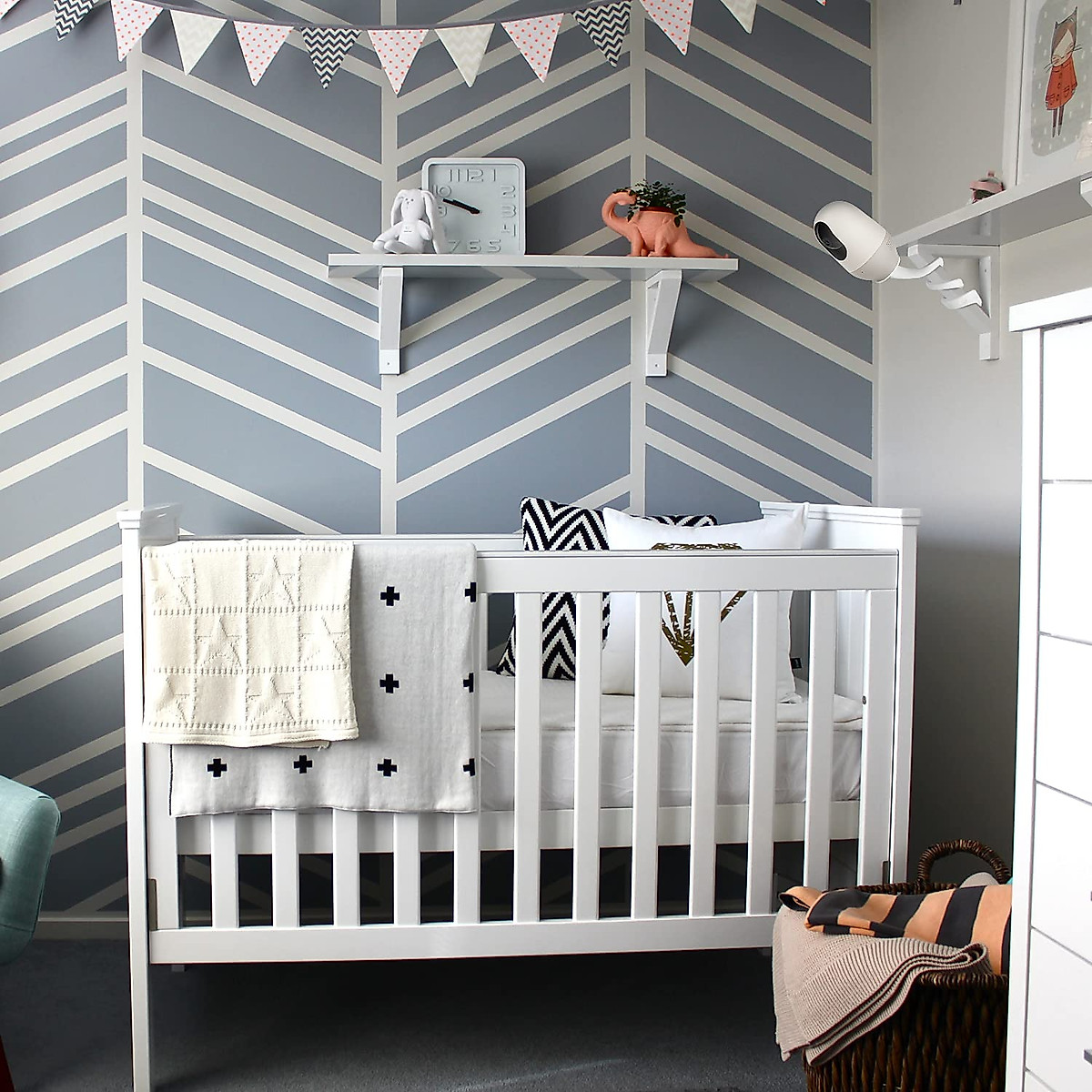 iTODOS Baby Monitor Mount for Nanit Pro Smart Baby Monitor & Flex Stand,Nooie Baby Monitor,Nooie Pet Camera Indoor, Versatile Twist Mount Without Tools or Wall Damage -White