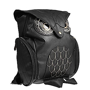 PRETYZOOM Owl Shaped Backpack Goth Purse PU Leather Backpack Fashionable Women Backpack Travel School Backpack Casual Backpack Owl Gifts for Women Gothic Purse School Backpacks for Teenagers