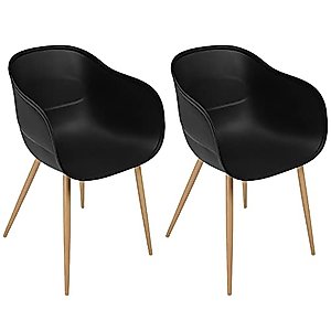 Arm Modern Chairs with Metal Legs for Living, Bedroom, Kitchen, Dining,Lounge Waiting Room, Restaurants, Cafes, Set of 2…