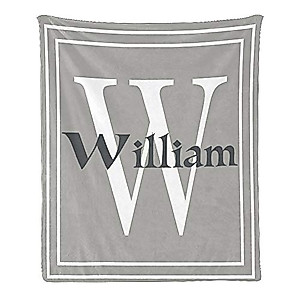 CUXWEOT Custom Blanket with Name Text Personalized W Letter Soft Fleece Throw Blanket for Gifts (50 X 60 inches)