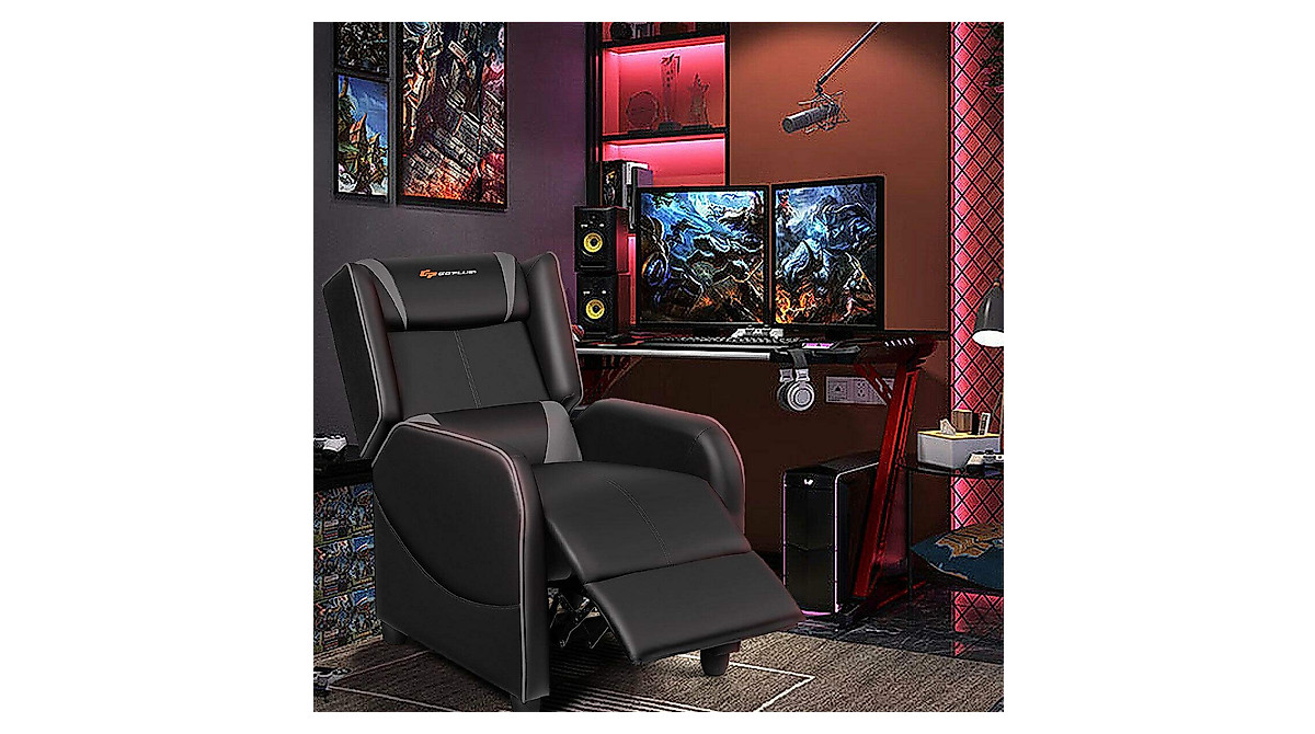 Goplus Gaming Recliner Chair - Adjustable and Massage Function