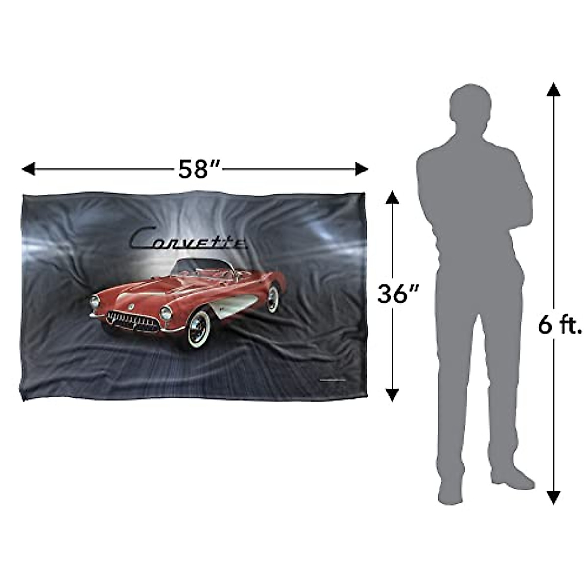 Trevco Chevrolet Corvette Shine Silky Touch Super Soft Throw Blanket 36" x 58"