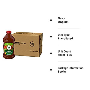 V8 Original 100% Vegetable Juice, 64 fl oz Bottle (Case of 6)