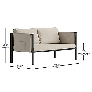 Flash Furniture Patio Lounge Loveseat, Set of 1, Light Gray