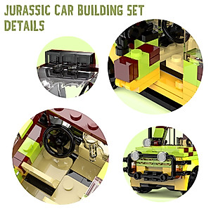 Tenhorses Jurassic Car Building Set, Dinosaur World Off-Road Vehicle Jurassic Movie Brick Toys (309 Pcs), Creative Gifts for Boy or Girs Kids Age 6+.