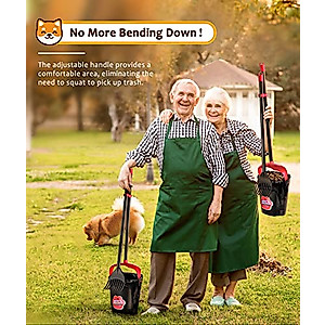 PETNOZ LIFE Large Swivel Bin & Rake Pooper Scooper with 40 Waste Bags, 36" Long Handle & 4 Bag Hooks Adjustable Dog Pooper Scooper for Large Dogs and Pets, Portable Non-Breakable Dog Poop Scooper