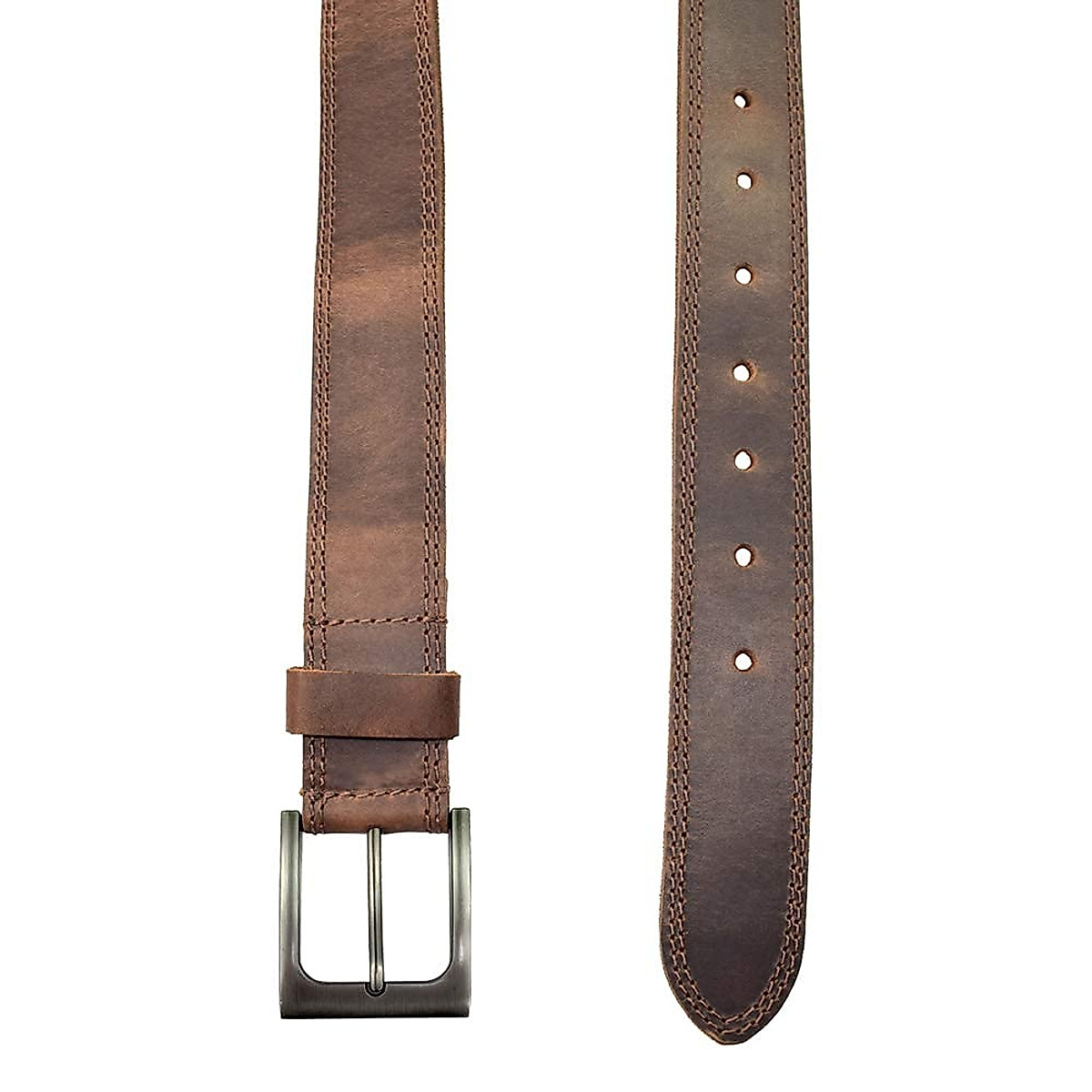 Hide & Drink, Men's Two Row Stitch Leather Belt Handmade :: Bourbon Brown (Size 34)