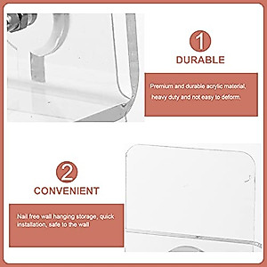 DOITOOL 2 Pcs Bathroom Floating Shelf Clear Acrylic Shower Caddy Adhesive Wall Mount Storage Rack Cosmetic Shampoo Spice Condiment Holder Organizer for Toilet Kitchen