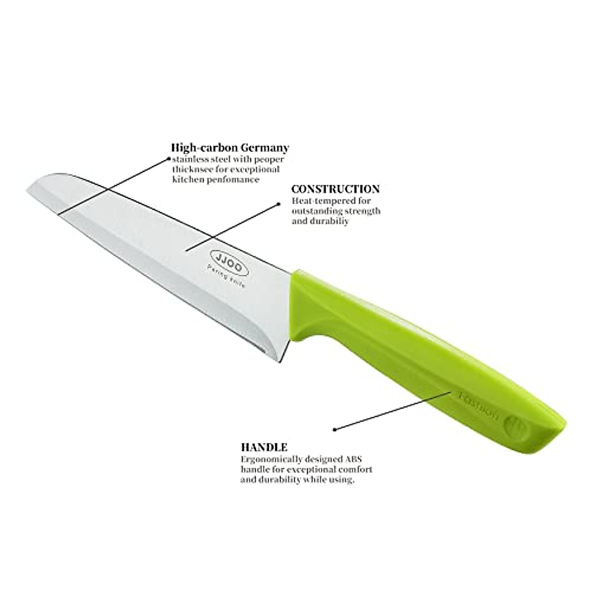 JJOO Chef knife, Kitchen Knife, 6.3 inch Chef Knife, 3.5 inch Paring Knife and Matched Knife Sheath, German Stainless Steel Kitchen Knives with Ergonomic PP Handle