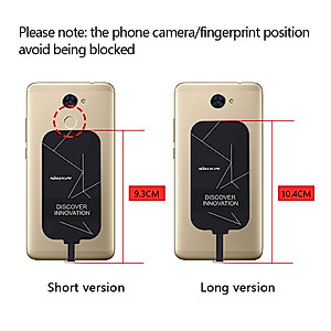 Nillkin Qi Receiver USB C, Thin Wireless Charging Receiver, Type C Wireless Charger Receiver for Galaxy Note 8 Pro/A50/A70/A10s/Xiaomi Note 8/Huawei P30 and Other Type-C Android Phones(Long Version)