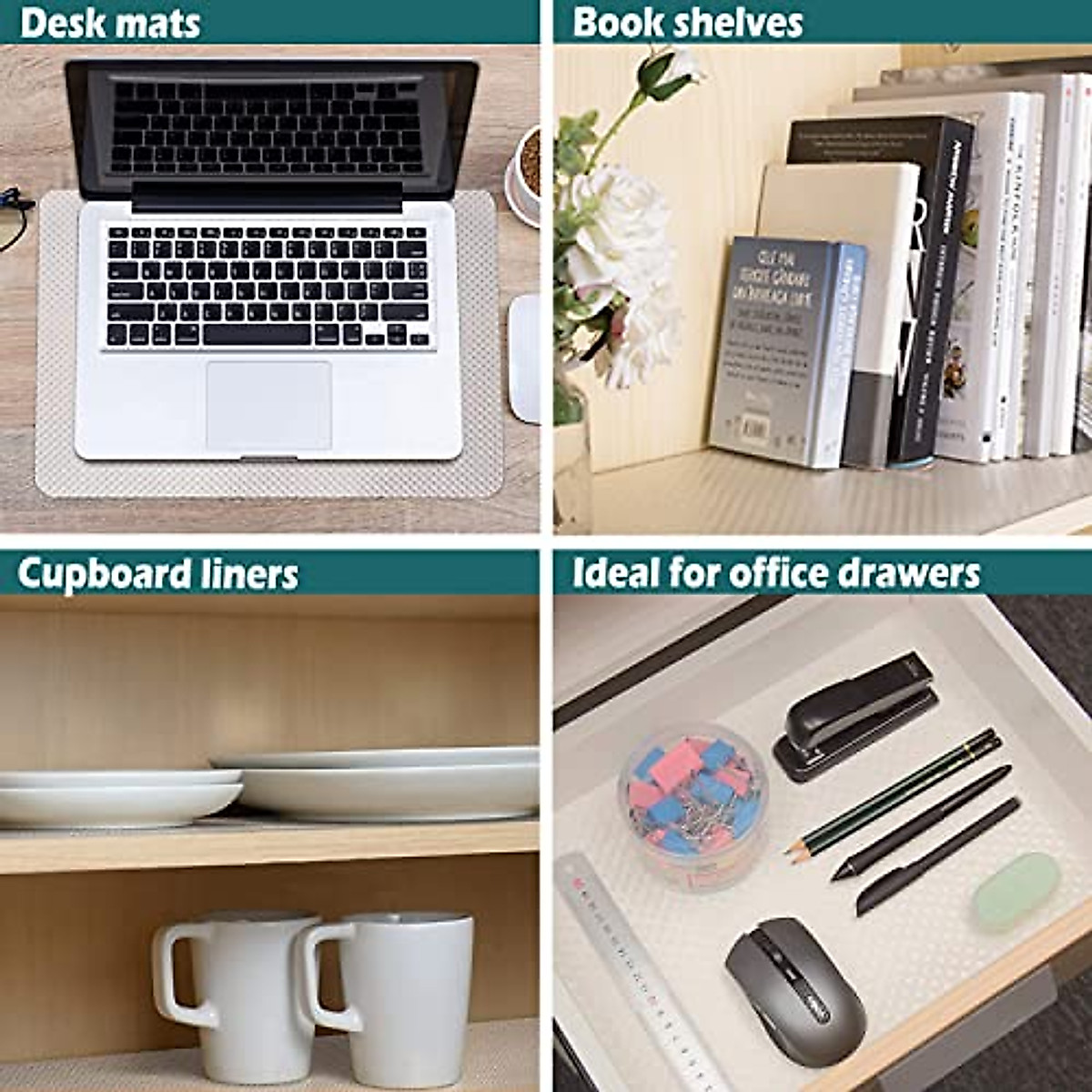 Shelf Liners for Kitchen Cabinets, Drawer Liners Fridge Mats Washable Cabinet and Drawer Liner Roll Double Sided EVA Non-Slip (Clear, 11.8Inch x 20FT)