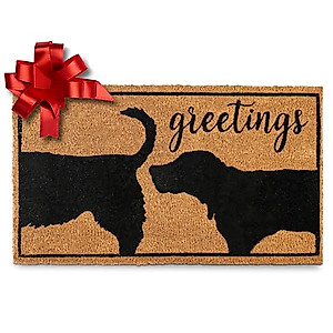 MAINEVENT Funny Dog Greetings Dog Door Mat 30x17 Inch, Funny Dog Welcome Mat, Welcome Mat Dog, Dog Front Door Mat, Dogs Welcome Coir Mat, Dogs Welcome Door Mat, Dogs Welcome Entrance Mat Doormat