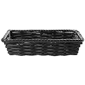 HUBERT® Black Plastic Wicker Basket - 10"L x 12"W x 2 1/2"H