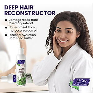 AtOne with Nature Reconstructor Conditioner - Restore and Strengthen Hair with Rosemary Extracts, Shea Butter, and Argan Oil - 8 Fl. Oz